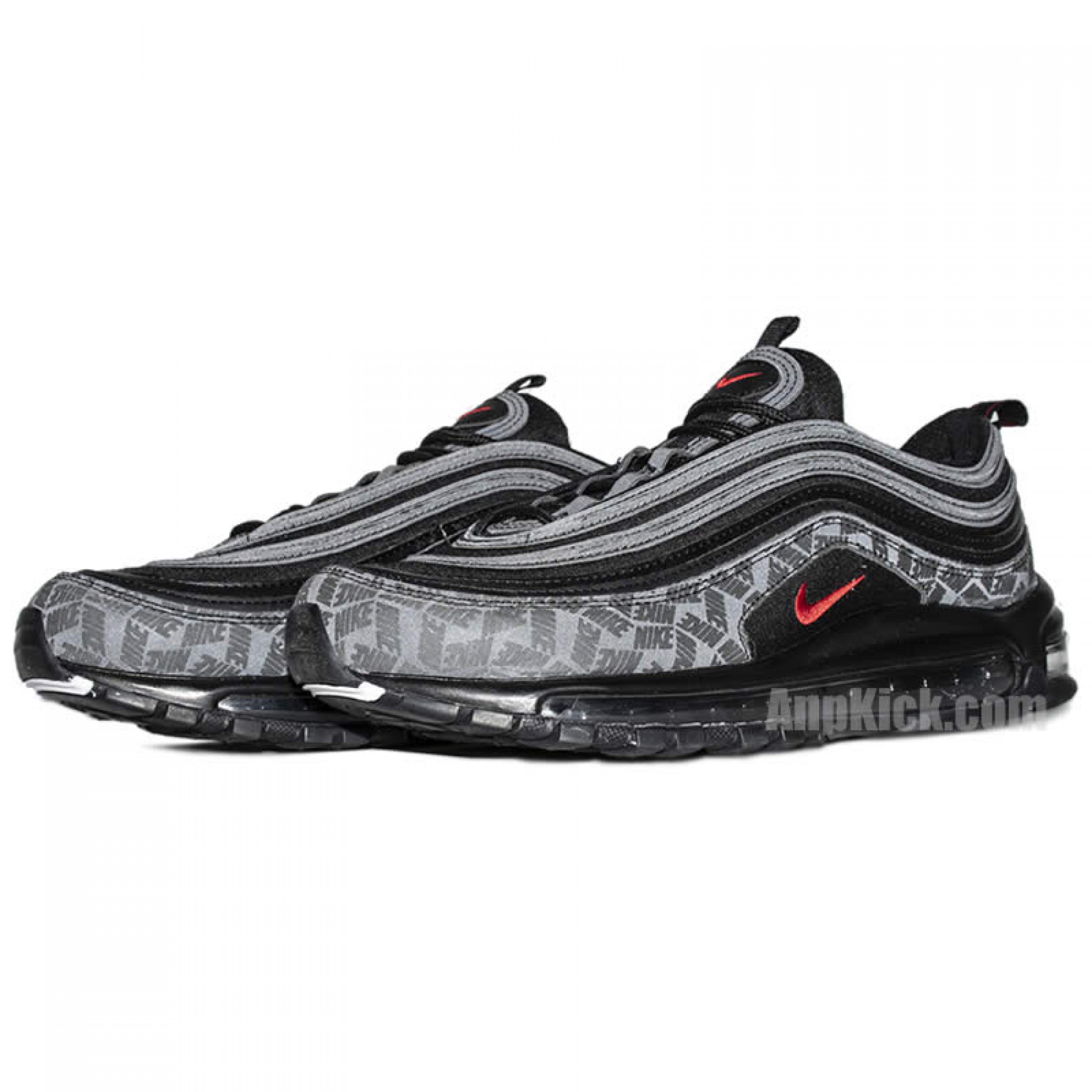 Nike Air Max 97 Reflective Logo All Black And Red 97s Sale AR4259-001